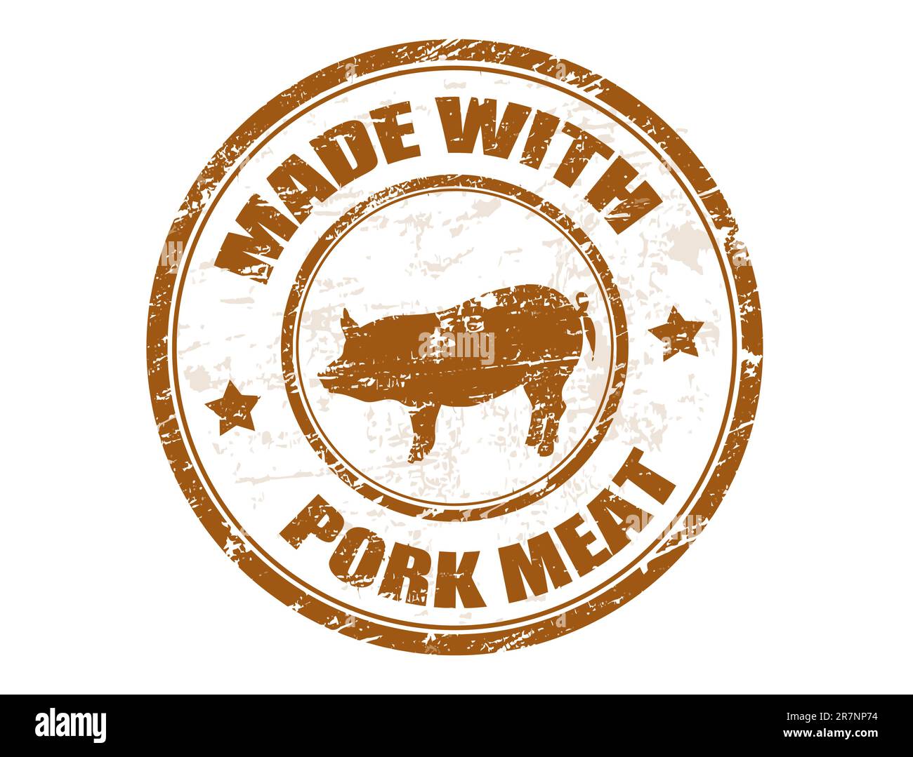 grunge office rubber stamp with the pig and the text made with pork ...