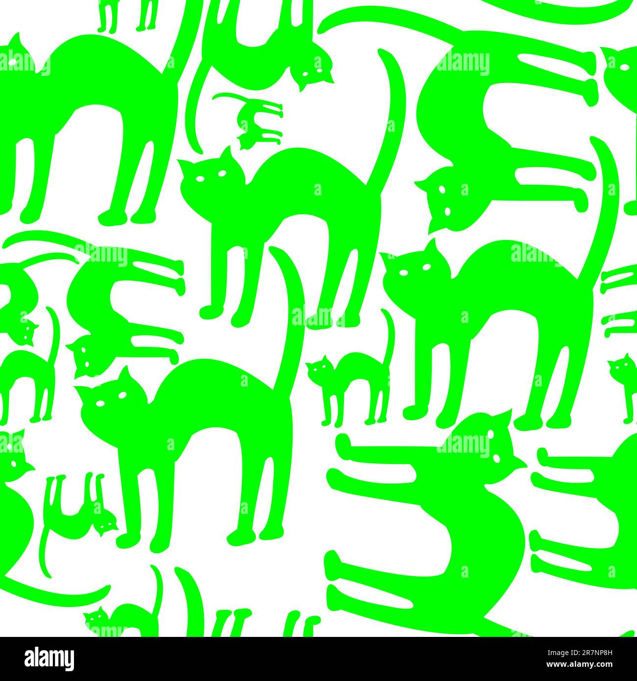 green cats pattern isolated on white background, abstract art ...