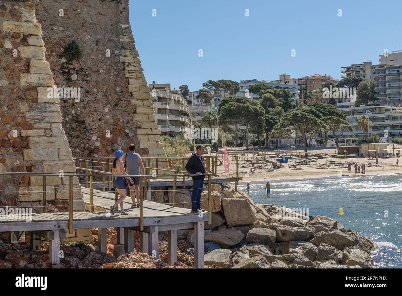 Winding coastal road that passes through the coves and beaches between ...
