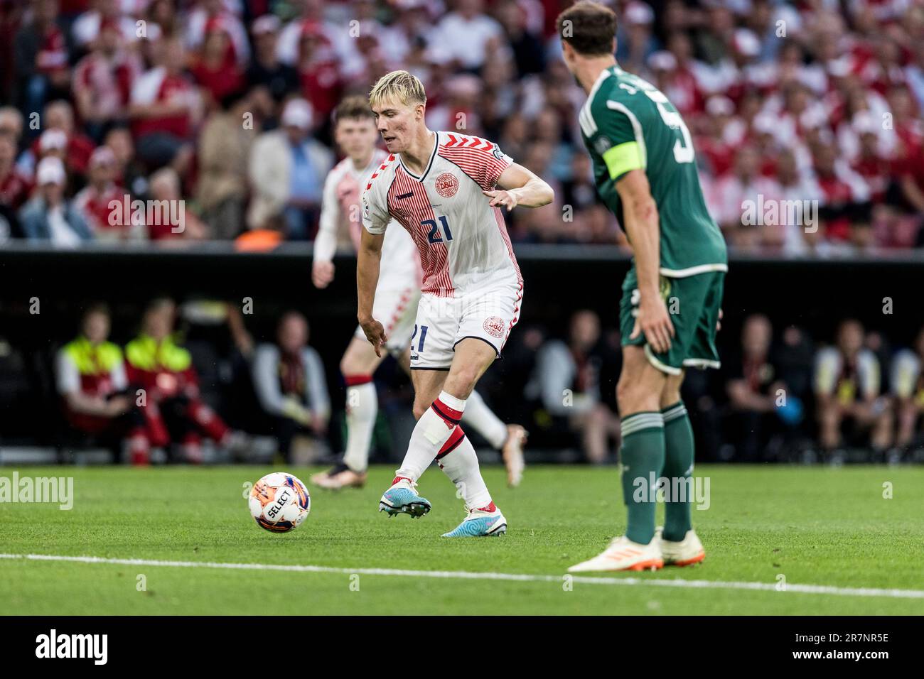 Copenhagen, Denmark. 16th June, 2023. Rasmus Hojlund (21) of Denmark ...