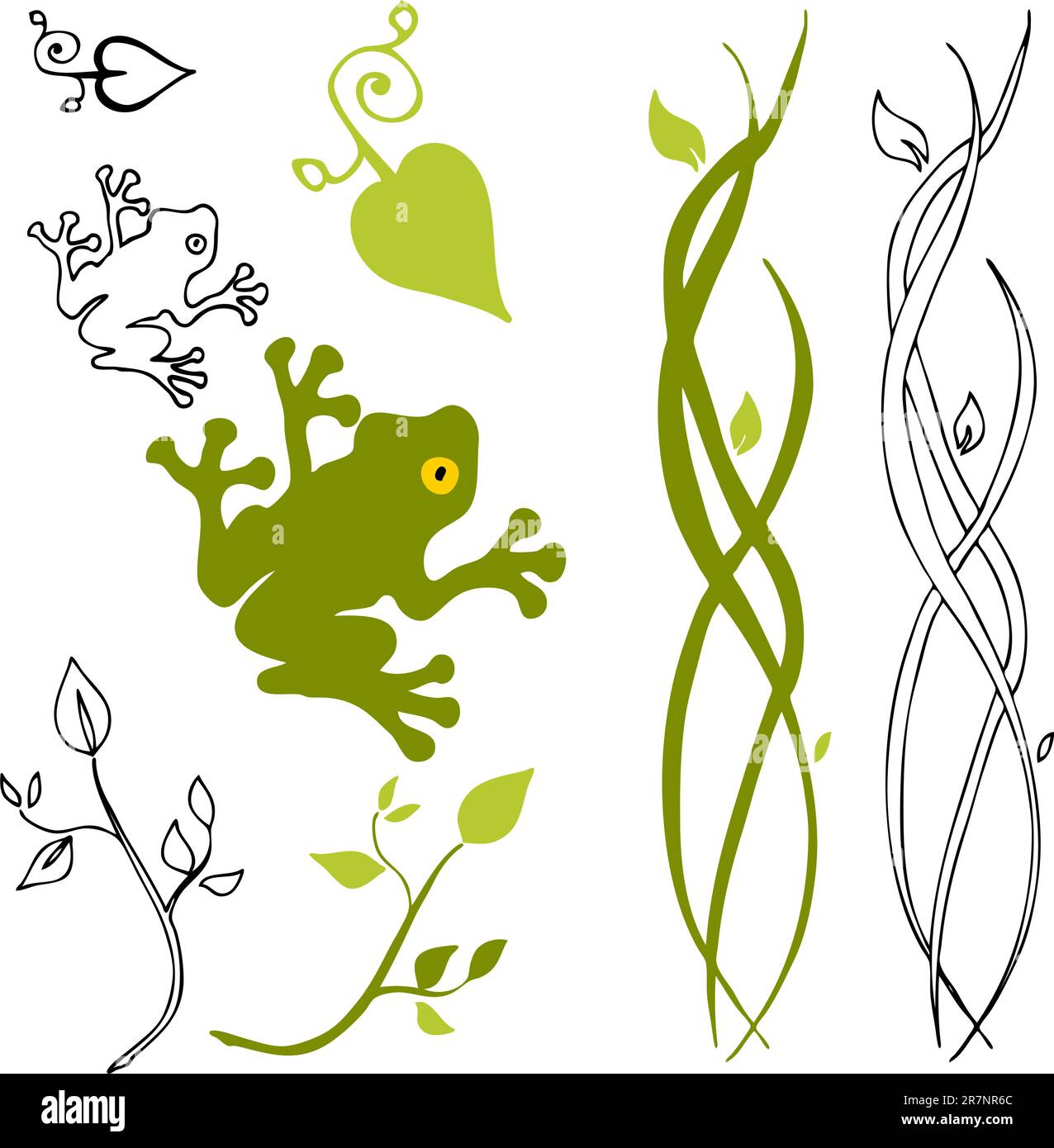 An Image Of A Frog Leaf And Stem Design Elements Stock Vector Image And Art Alamy