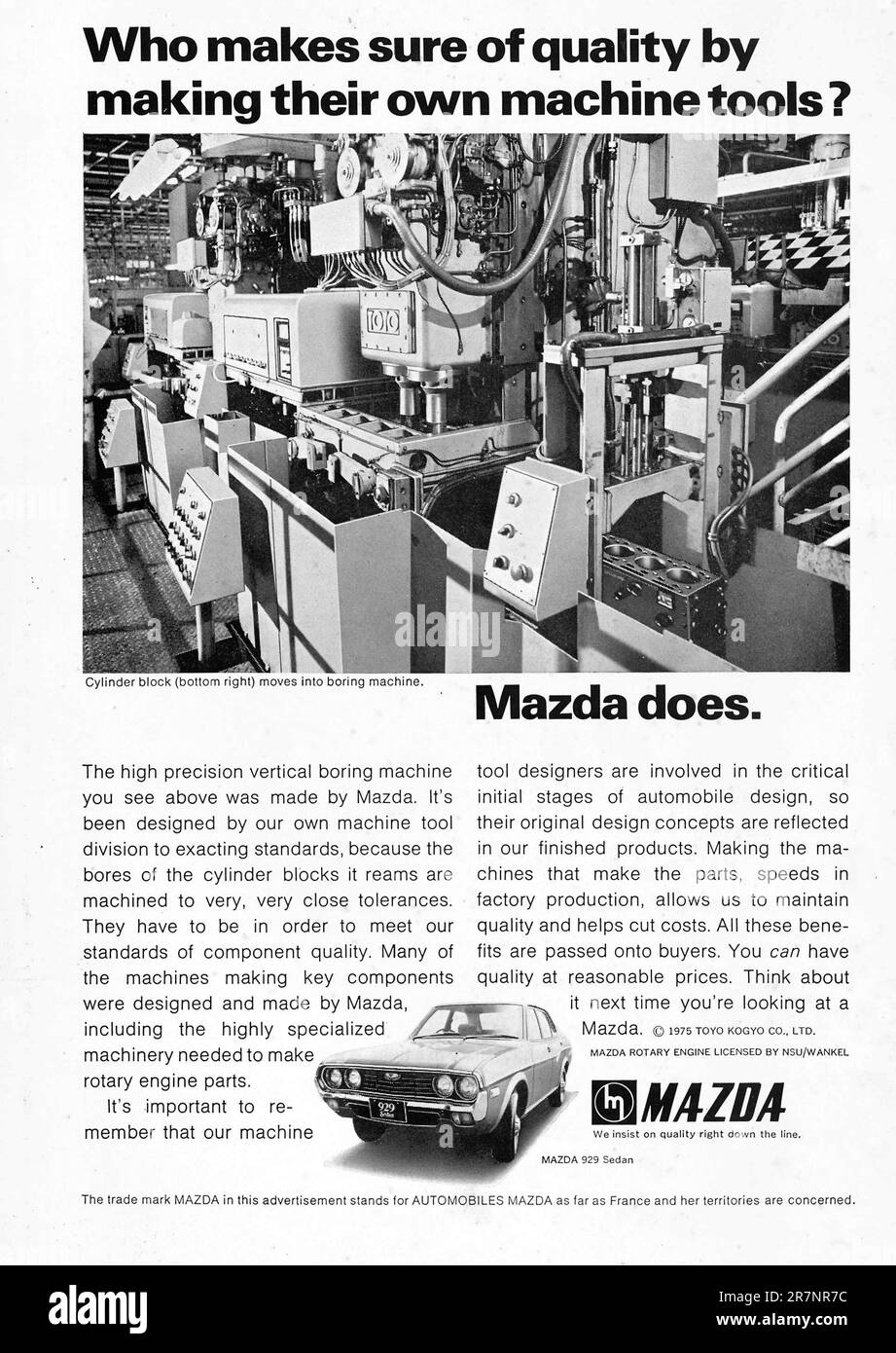 Mazda 929 sedan advert in a magazine 1975. Mazda Does campaign Stock ...