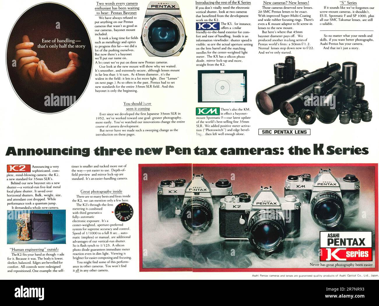 Asahi Pentax K series cameras advert in a magazine 1975 Stock Photo - Alamy
