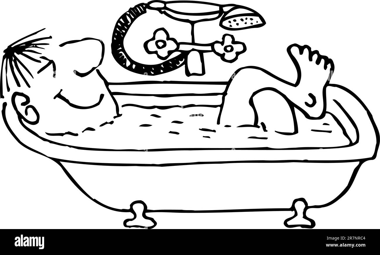 Happy man in the bath Stock Vector Image & Art - Alamy
