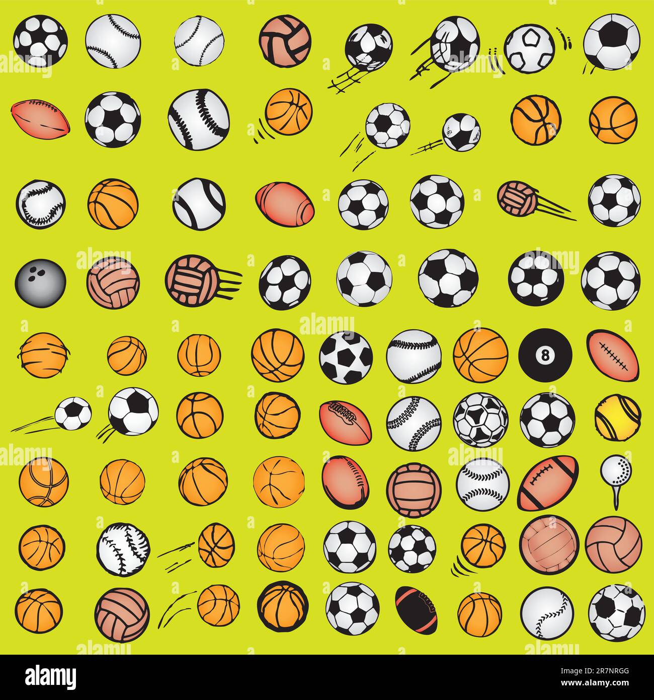 Set Ball sports icons symbols comic vector illustration Stock Vector ...