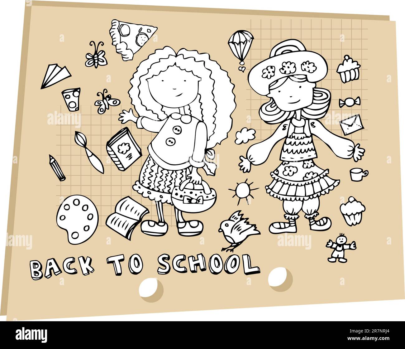 Cartoon girl book pencil Stock Vector Images - Alamy