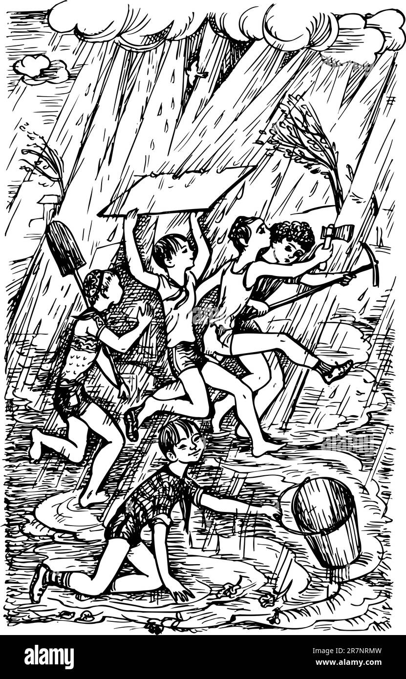 Rain children Cut Out Stock Images & Pictures - Alamy