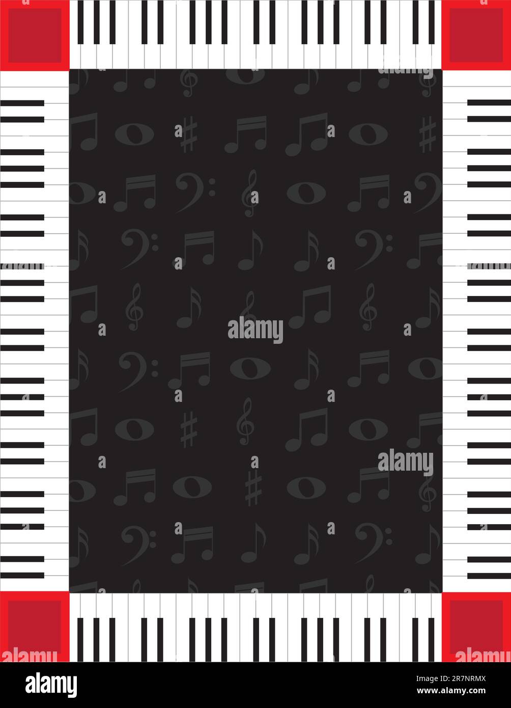 A border or frame featuring a piano keyboard that runs around all four ...