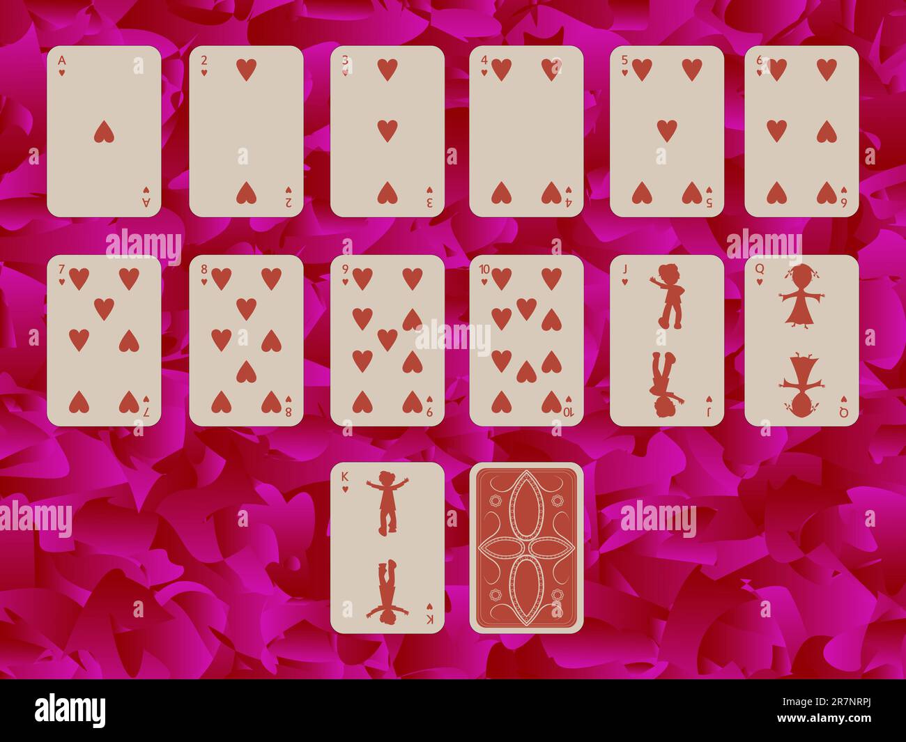 suit of hearts playing cards on purple background, abstract art ...