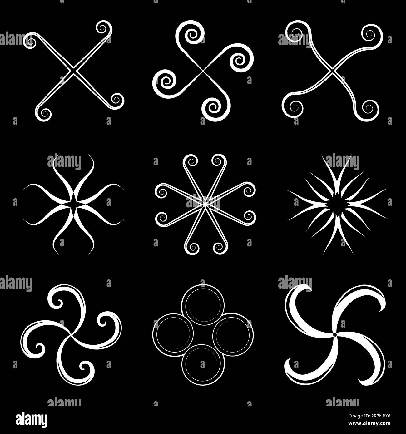 white design elements against black background, abstract vector art ...
