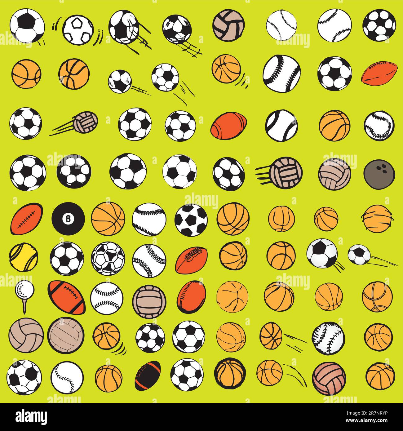 Set Ball sports icons symbols comic vector illustration Stock Vector ...