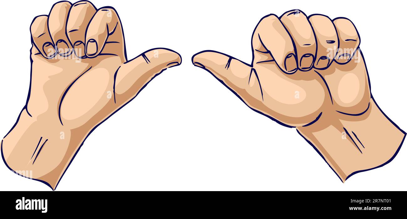 Hand clasped with thumbs pointing inward. Used in aircraft taxiing to ...