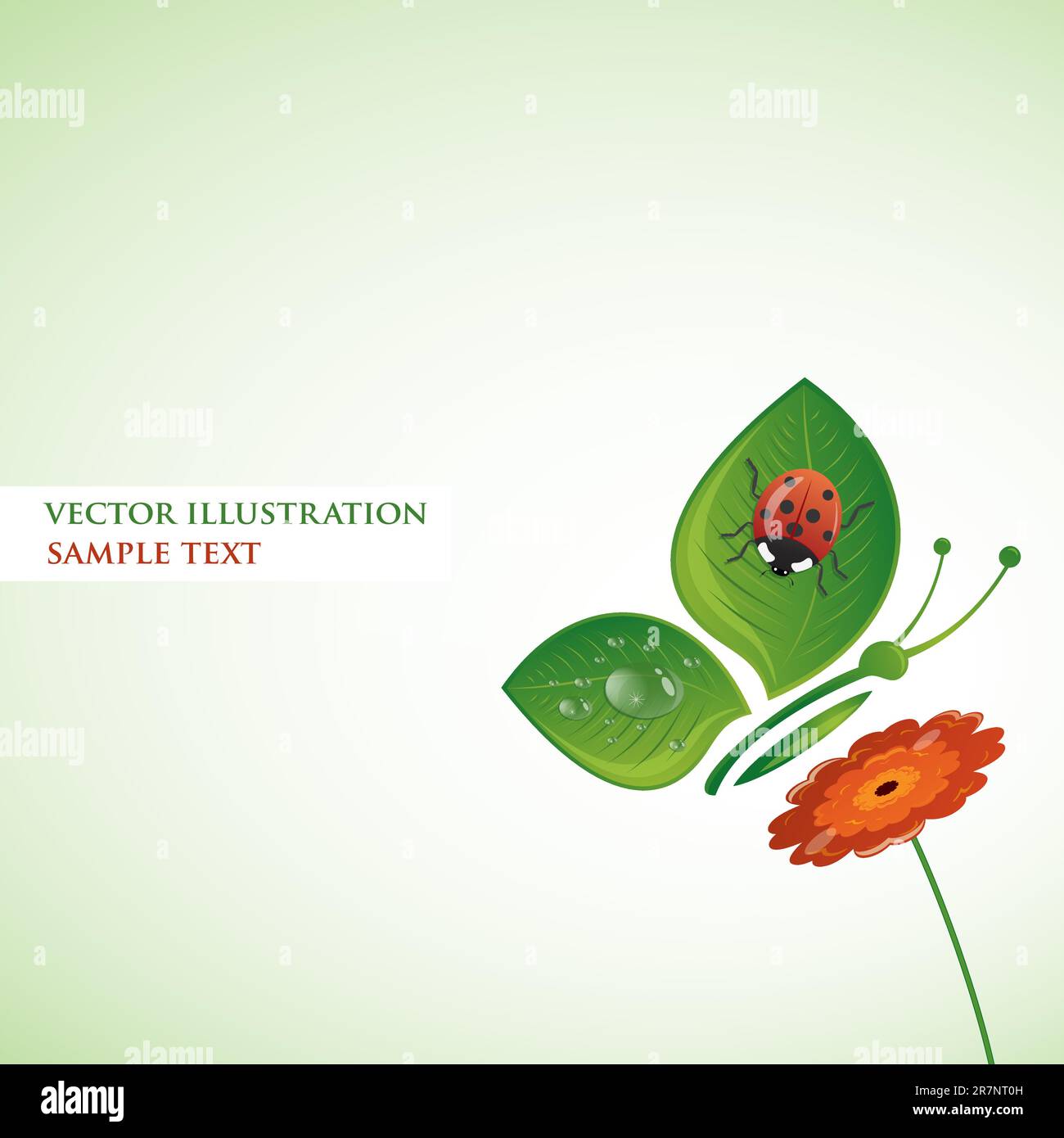 Butterfly-leaf wirh ladybug on the flower. Vector illustration Stock ...