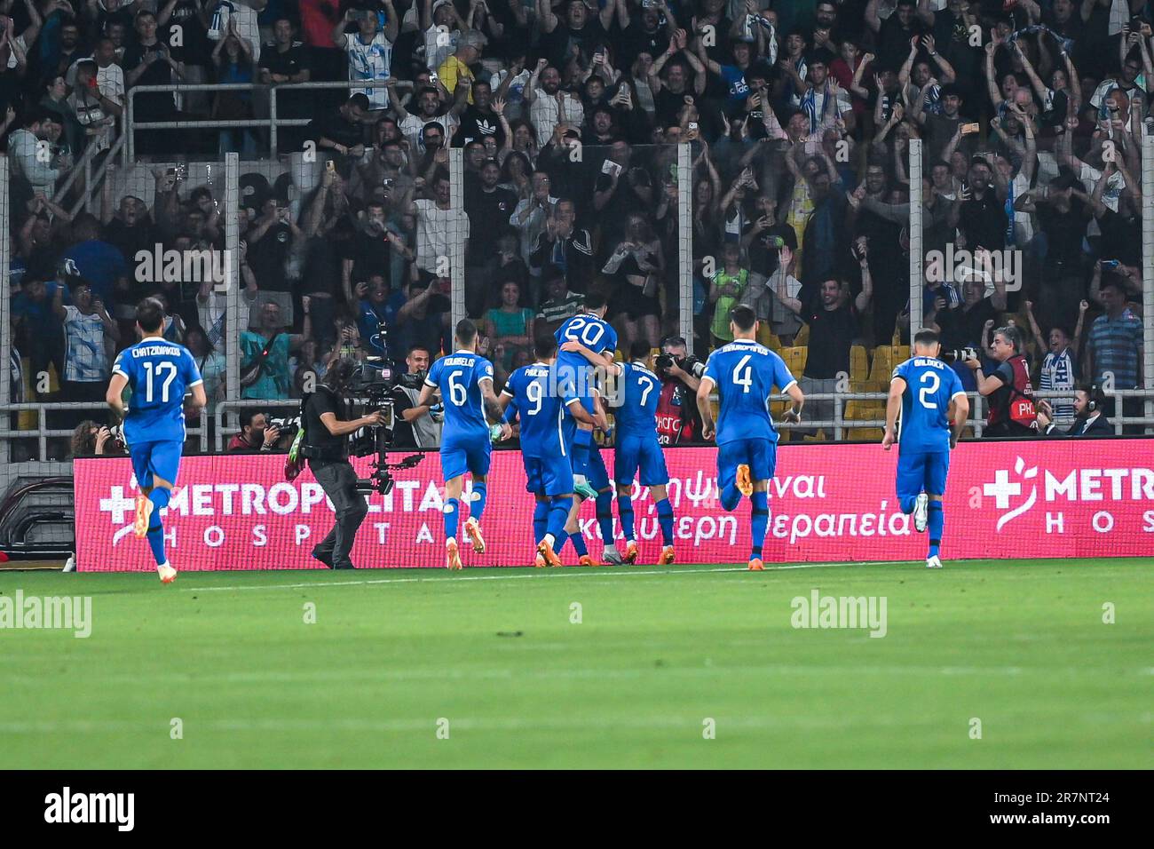 Players of Greece celebrate the first goal during the UEFA EURO 2024 ...