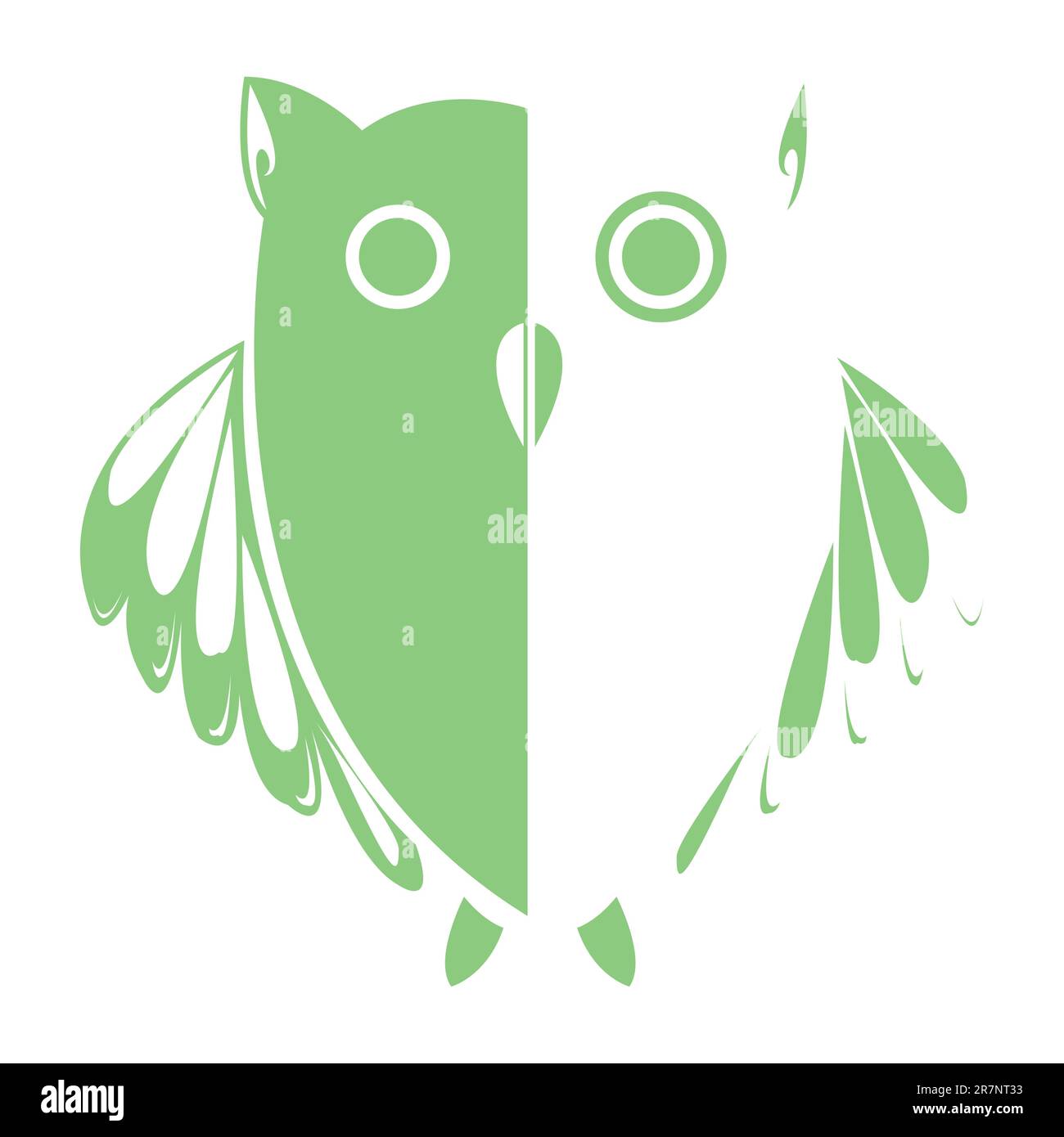 stylized owl (green), vector art illustration; more drawings in my ...