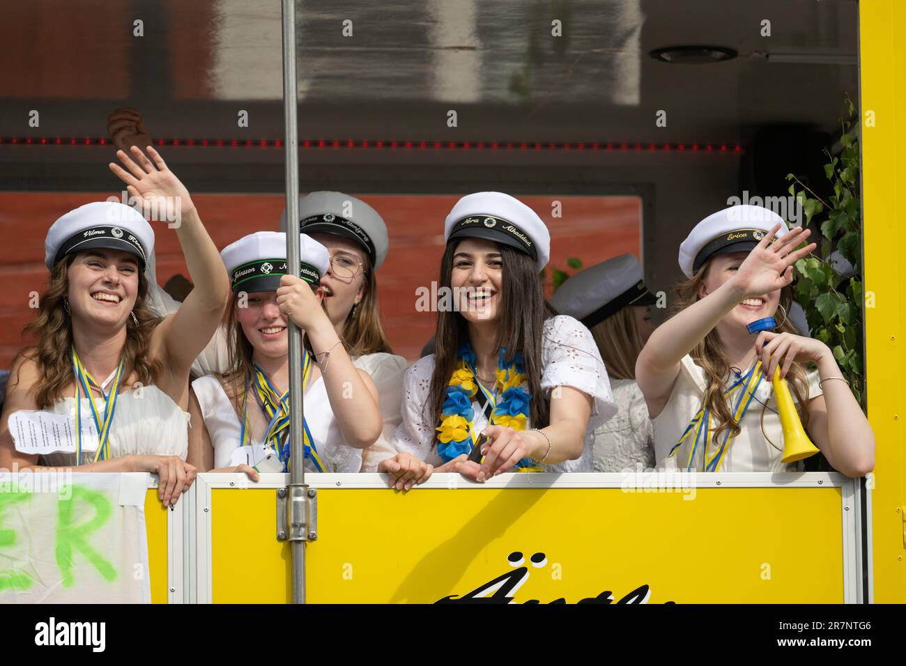 Graduation Day from gymnasium in the city center of Norrköping ...