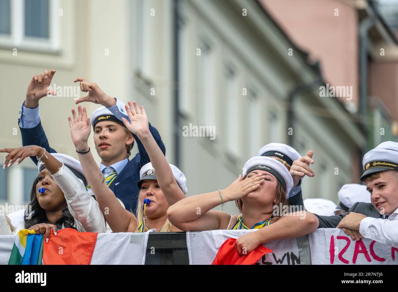 Graduation Day from gymnasium in the city center of Norrköping ...