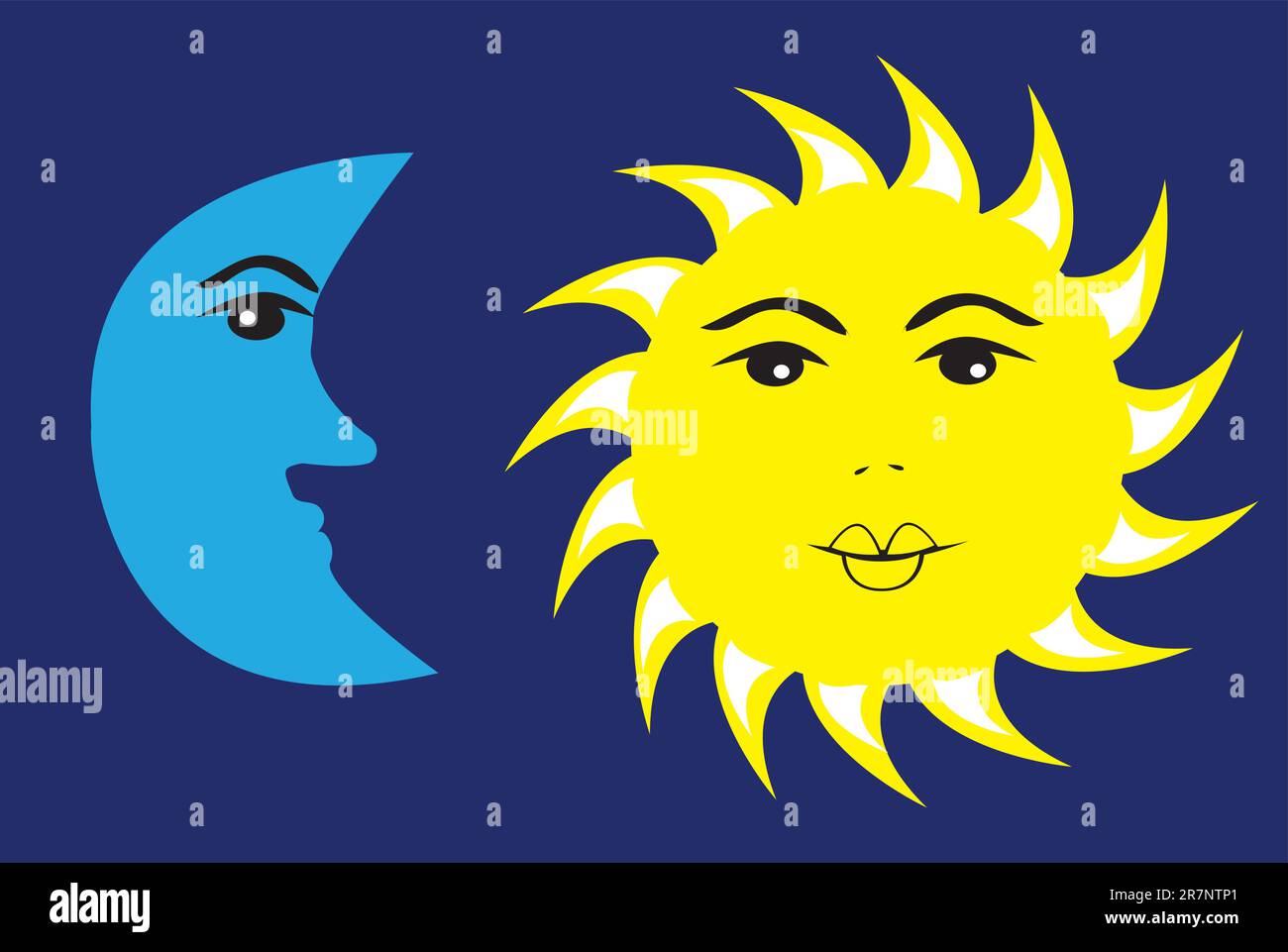 Sun moon face color Stock Vector Images - Alamy