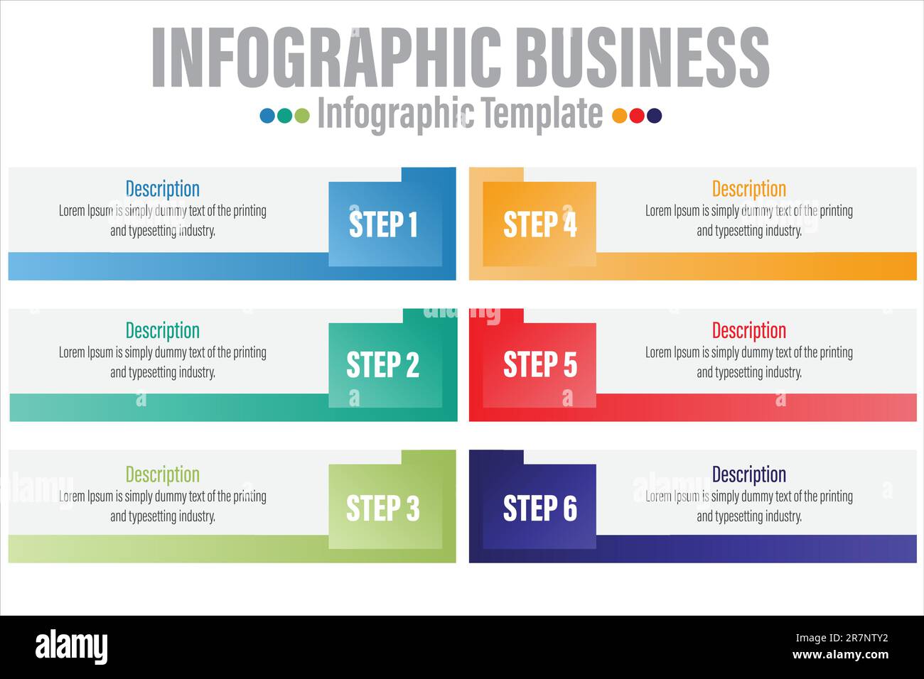 6 Steps, six 6 option Paper note shape elements with steps,road map ...