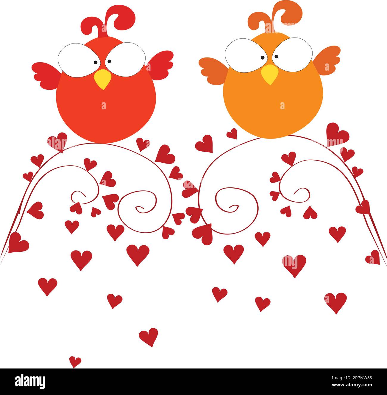 beautiful love couple bird on abstract bright tree Stock Vector Image ...