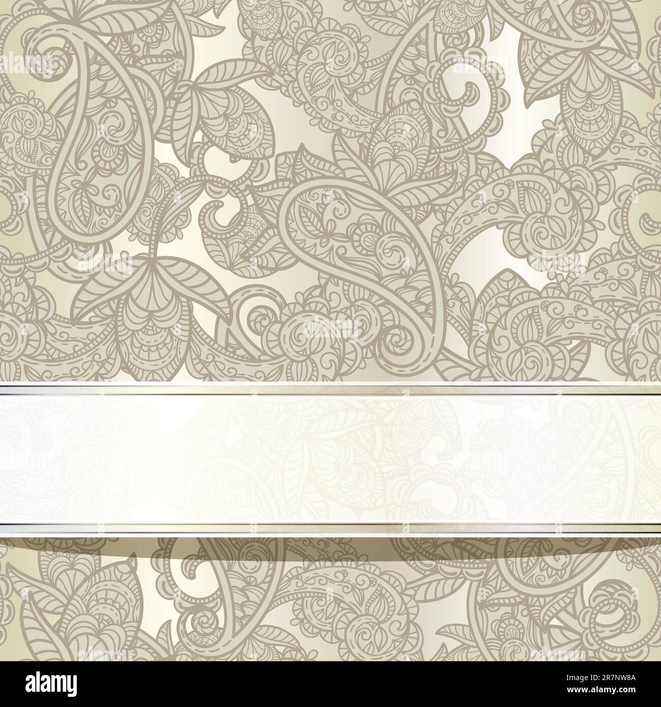 vector seamless paisley background with frame for your text, eps 10 ...
