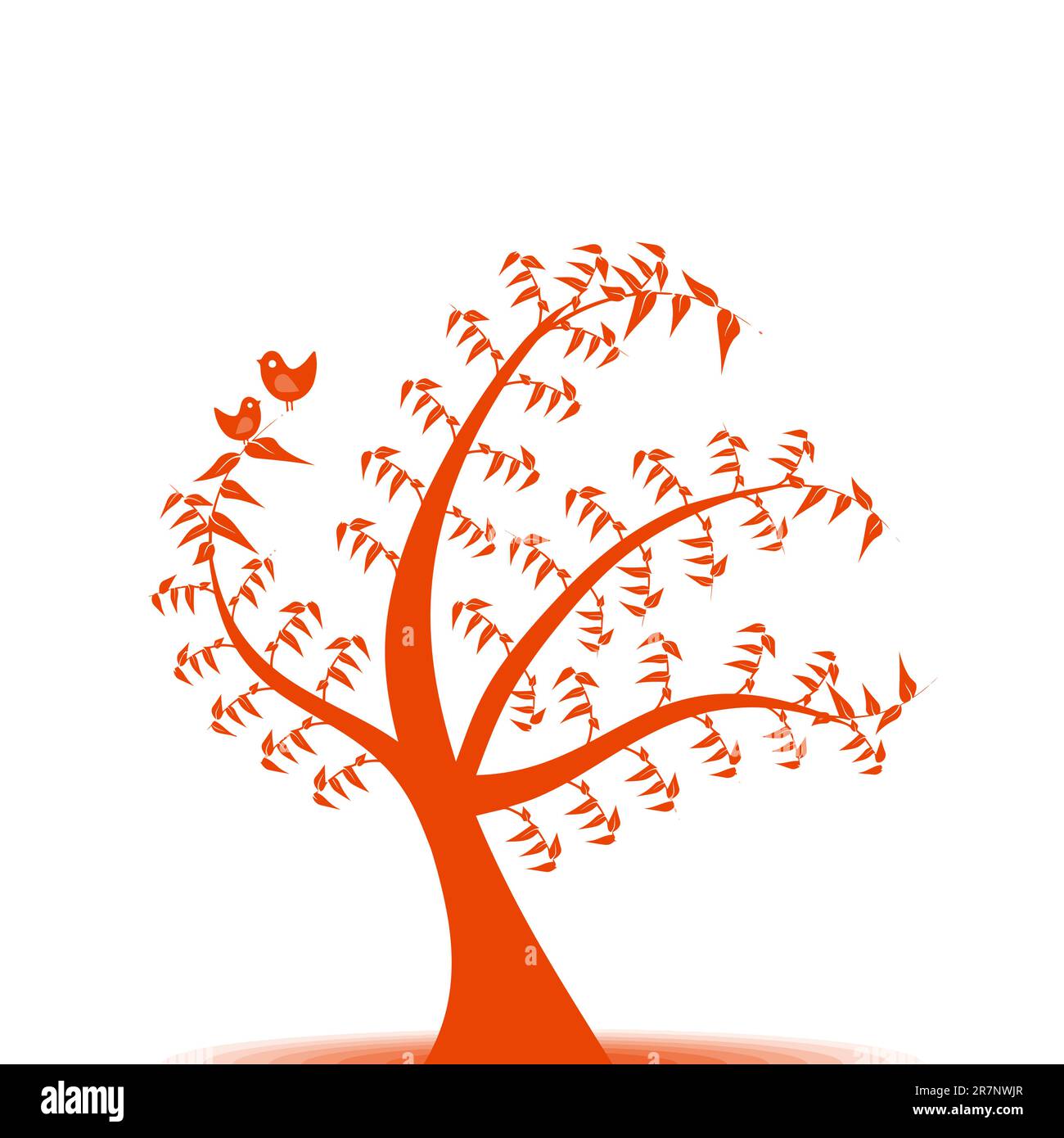 Abstract art tree and birds isolated on white background Stock Vector ...