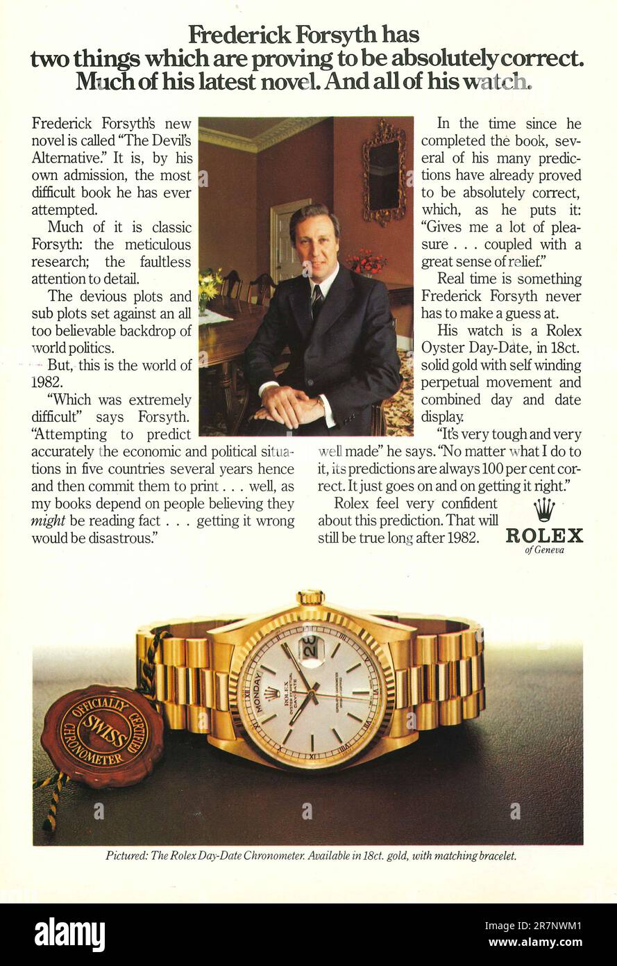 1980 Rolex Day-Date Chronometer in 18 ct. Gold watch advert with writer ...