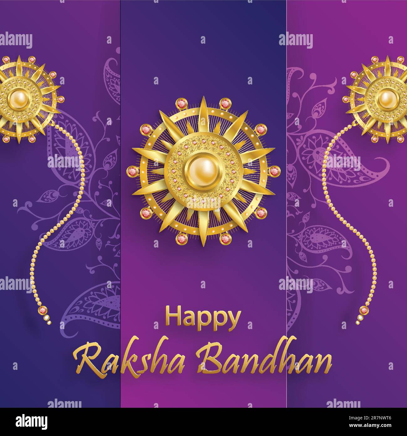 Happy Raksha Bandhan, the Indian festival, with rakhi elements and ...