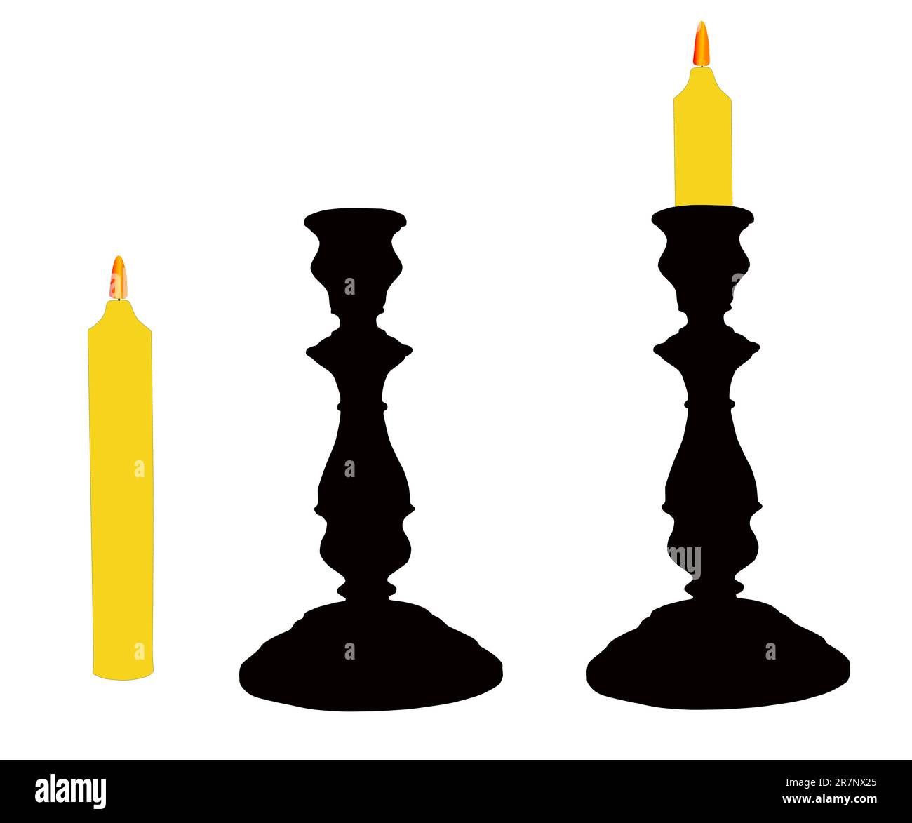 On white background two candlesticks with candle Stock Vector Image ...