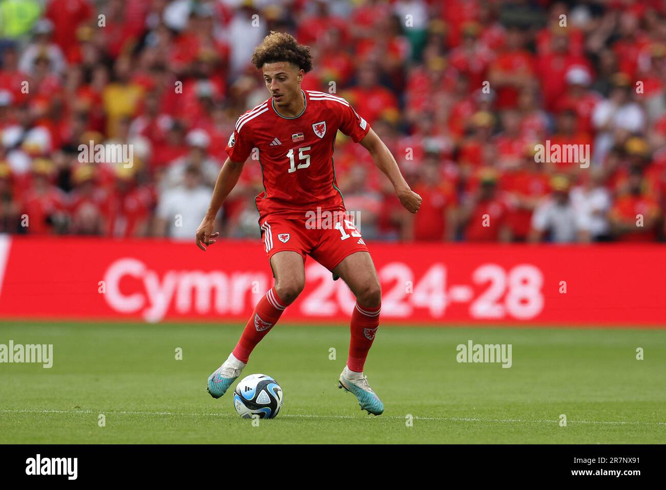 Cardiff, UK. 16th June, 2023. Ethan Ampadu of Wales in action. EFA Euro ...