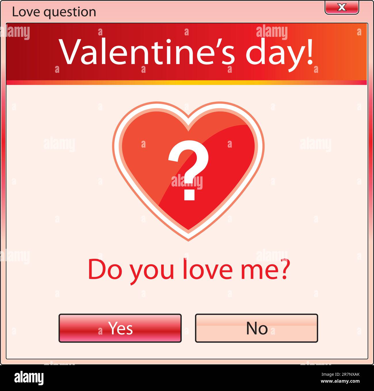 Computer's window of love question on rosy background Stock Vector ...