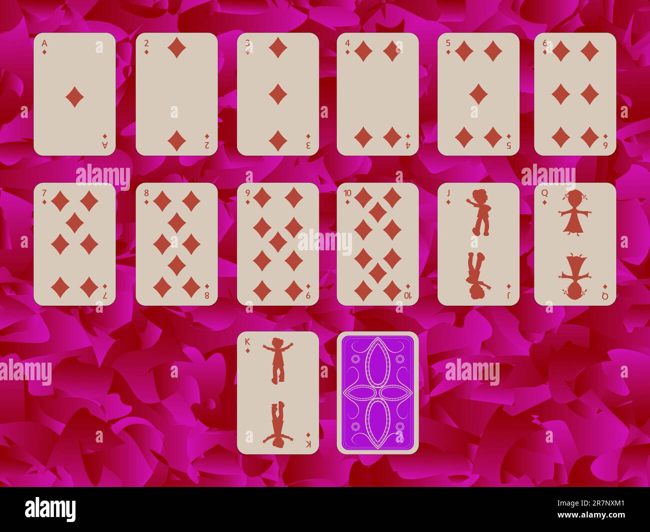 suit of diamonds playing cards on purple background, abstract art ...