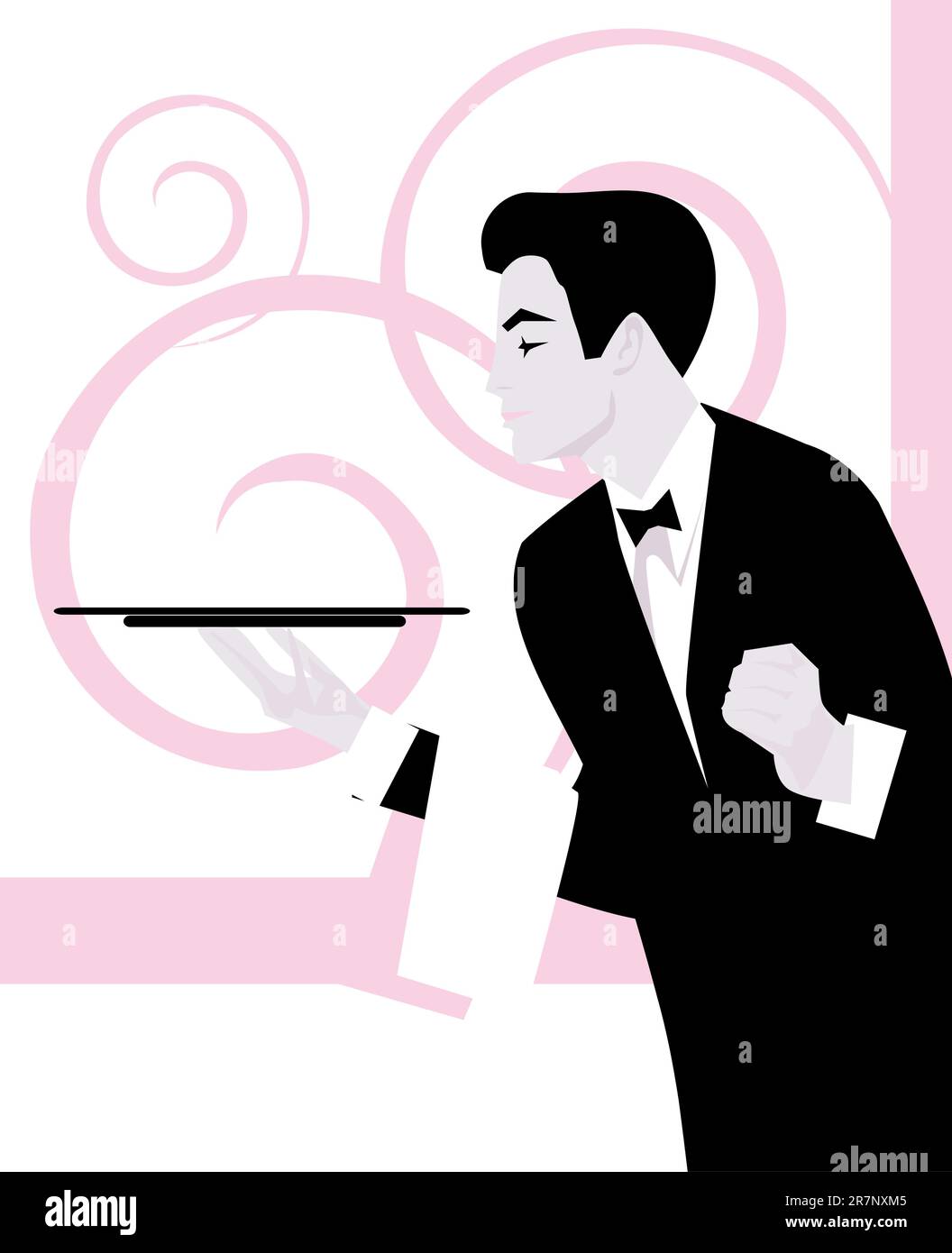 Waiter holding an empty tray Stock Vector Image & Art - Alamy