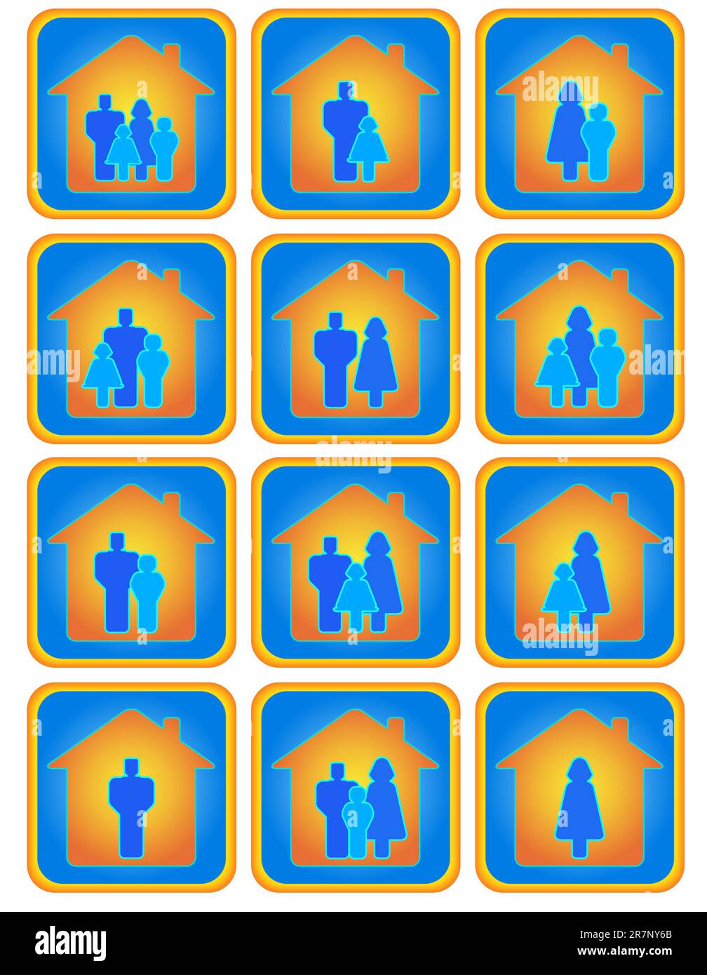 Cute set of many positive family buttons Stock Vector Image & Art - Alamy