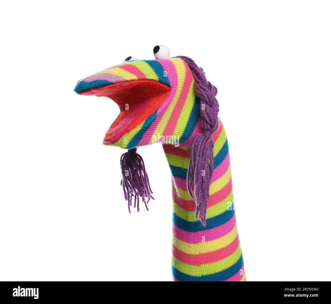 Funny sock puppet with braids isolated on white Stock Photo - Alamy
