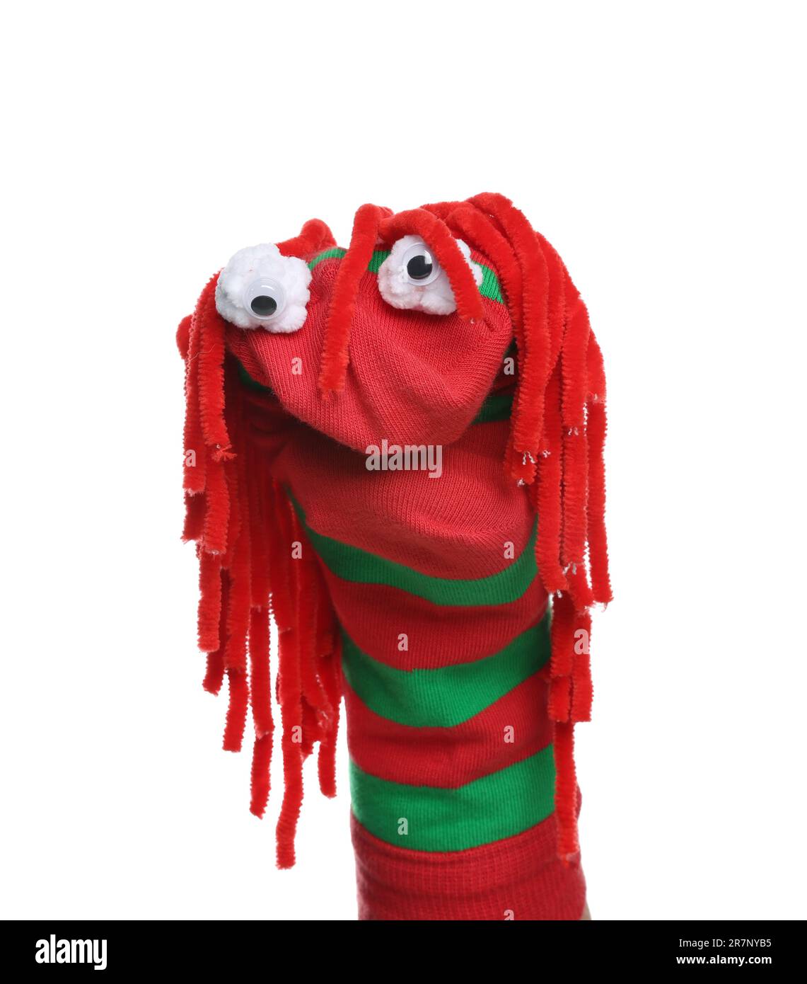 Funny sock puppet with hair isolated on white Stock Photo - Alamy
