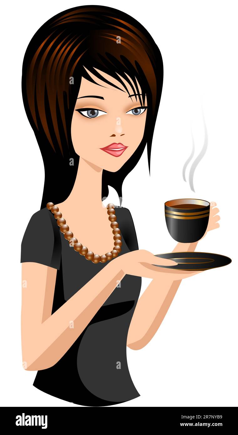 Beautiful woman cup tea Stock Vector Images - Alamy