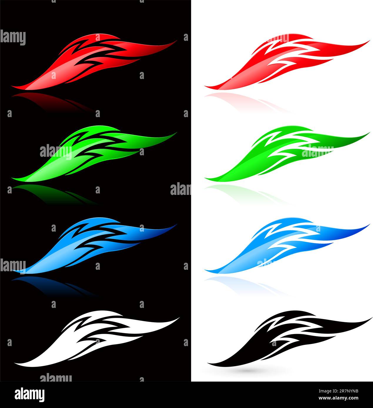 Fire icon set. Illustration on black and white background for design ...
