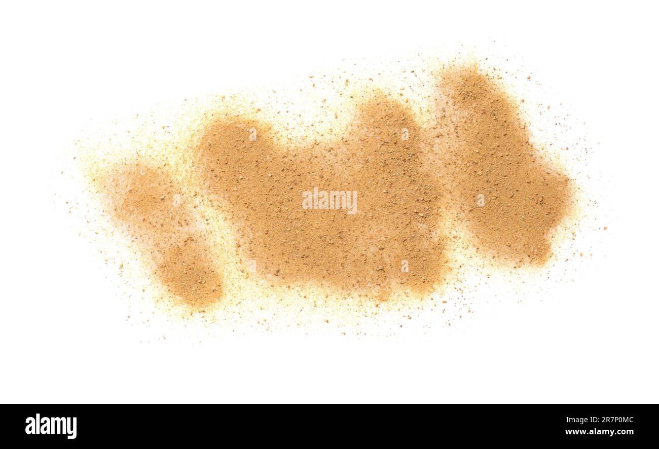 Pile of brown dust scattered on white background, top view Stock Photo ...