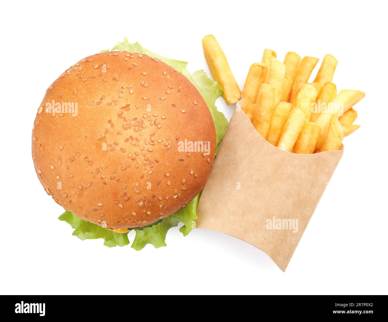 Top view burger french Cut Out Stock Images & Pictures - Alamy