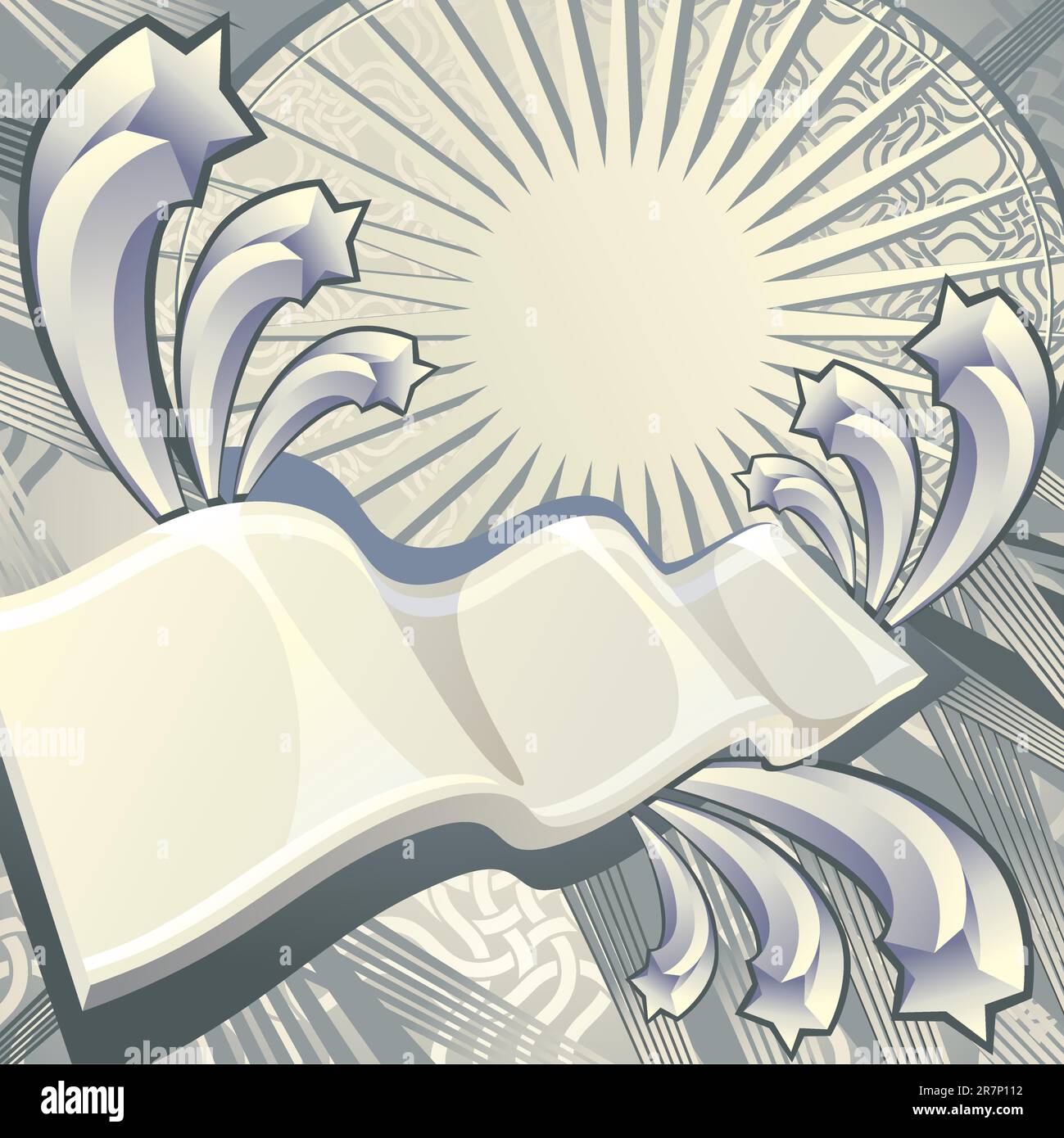 Design background with dimensional shapes, patterns, stars, sun and ...