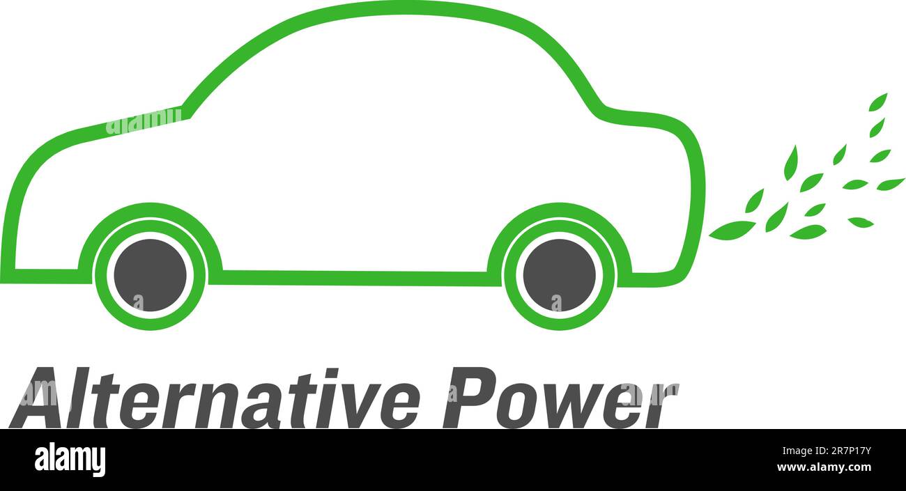 vector alternative power car with green leaves emissions Stock Vector ...