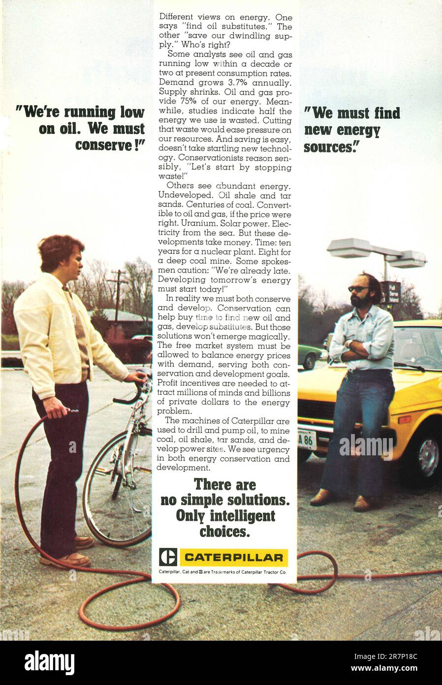 Caterpillar machines advert in a magazine 1979 Stock Photo - Alamy