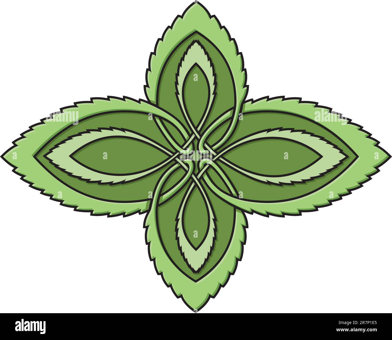 Green celtic knot design representing mint leaves isolated on white ...