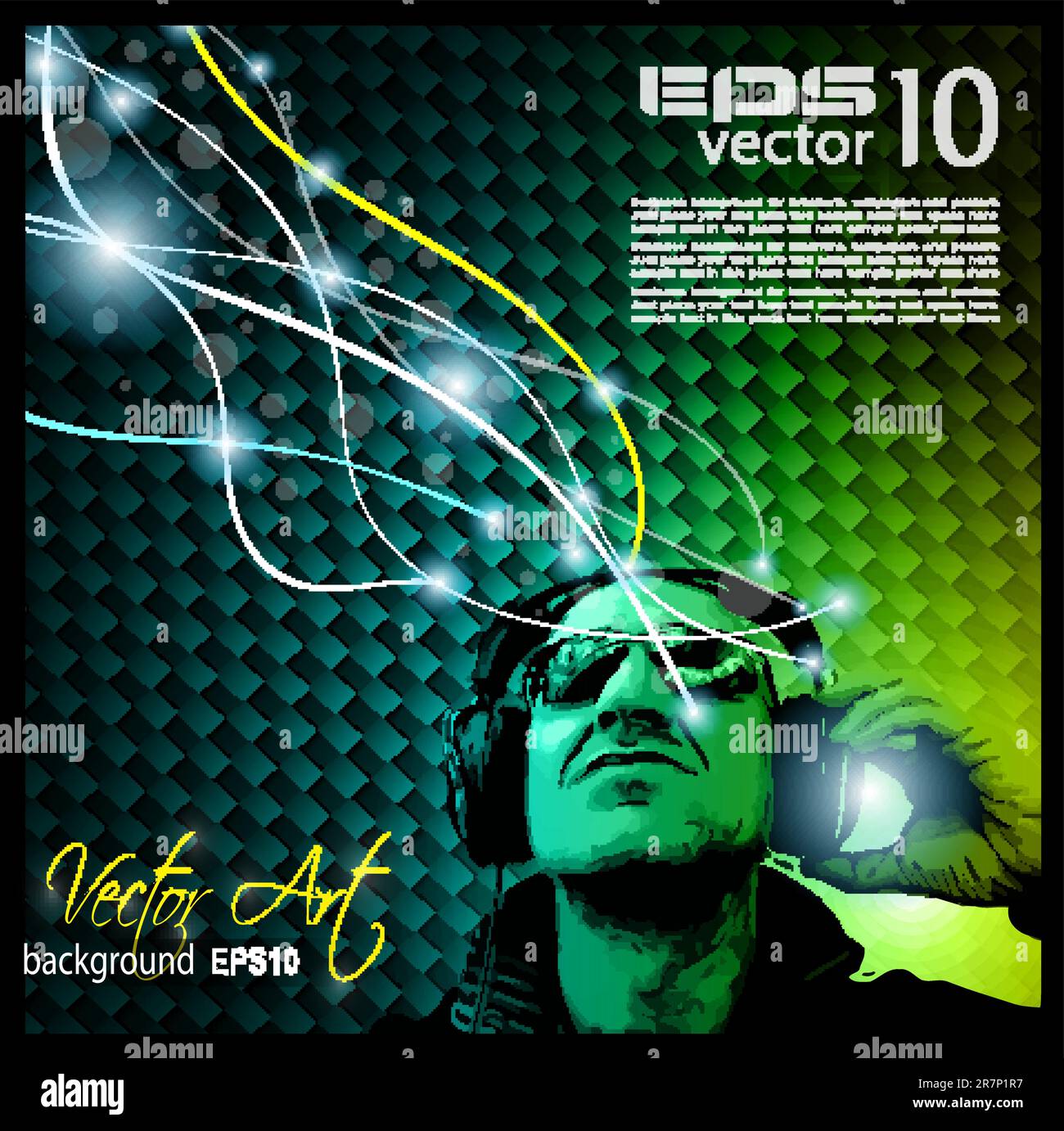 Disco Music Flyer with Disk Jockey Shape and Rainbow lights. Ready for ...