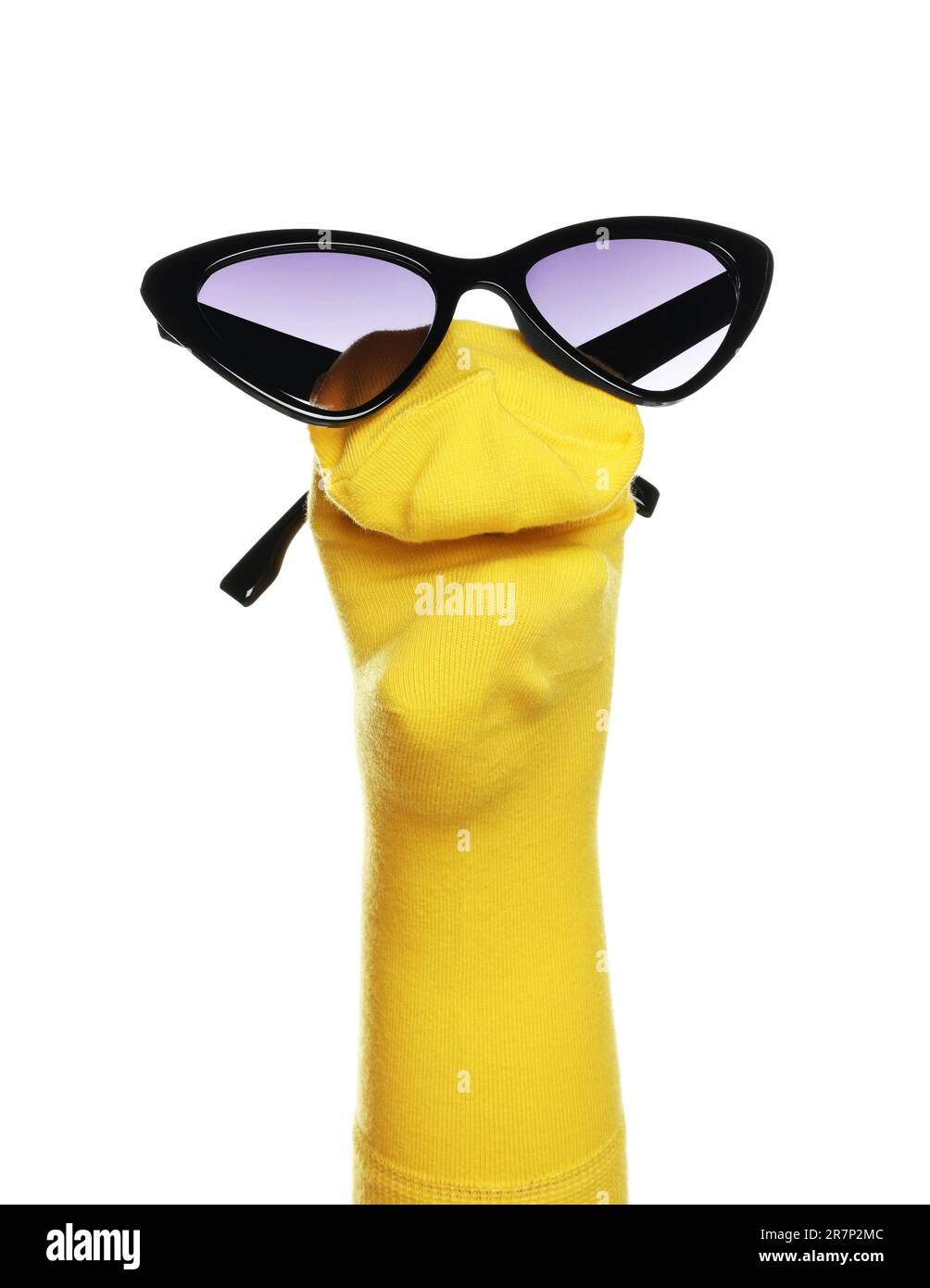 Funny sock puppet with sunglasses isolated on white Stock Photo - Alamy