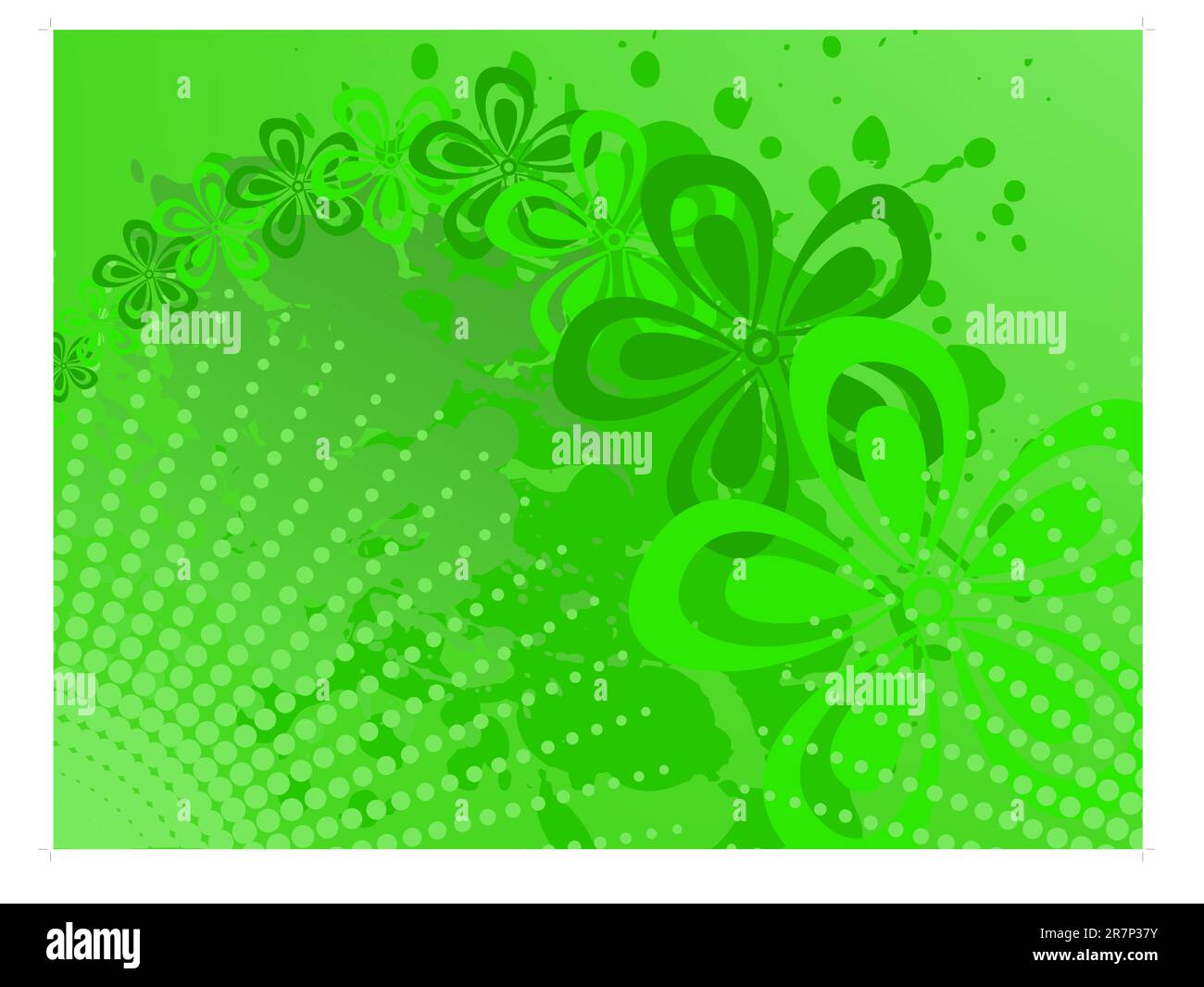 abstract green background with flowers and spray Stock Vector Image ...