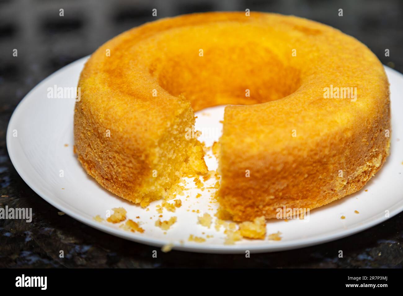 Traditional Brazilian cornmeal cake typical of the June festivities ...