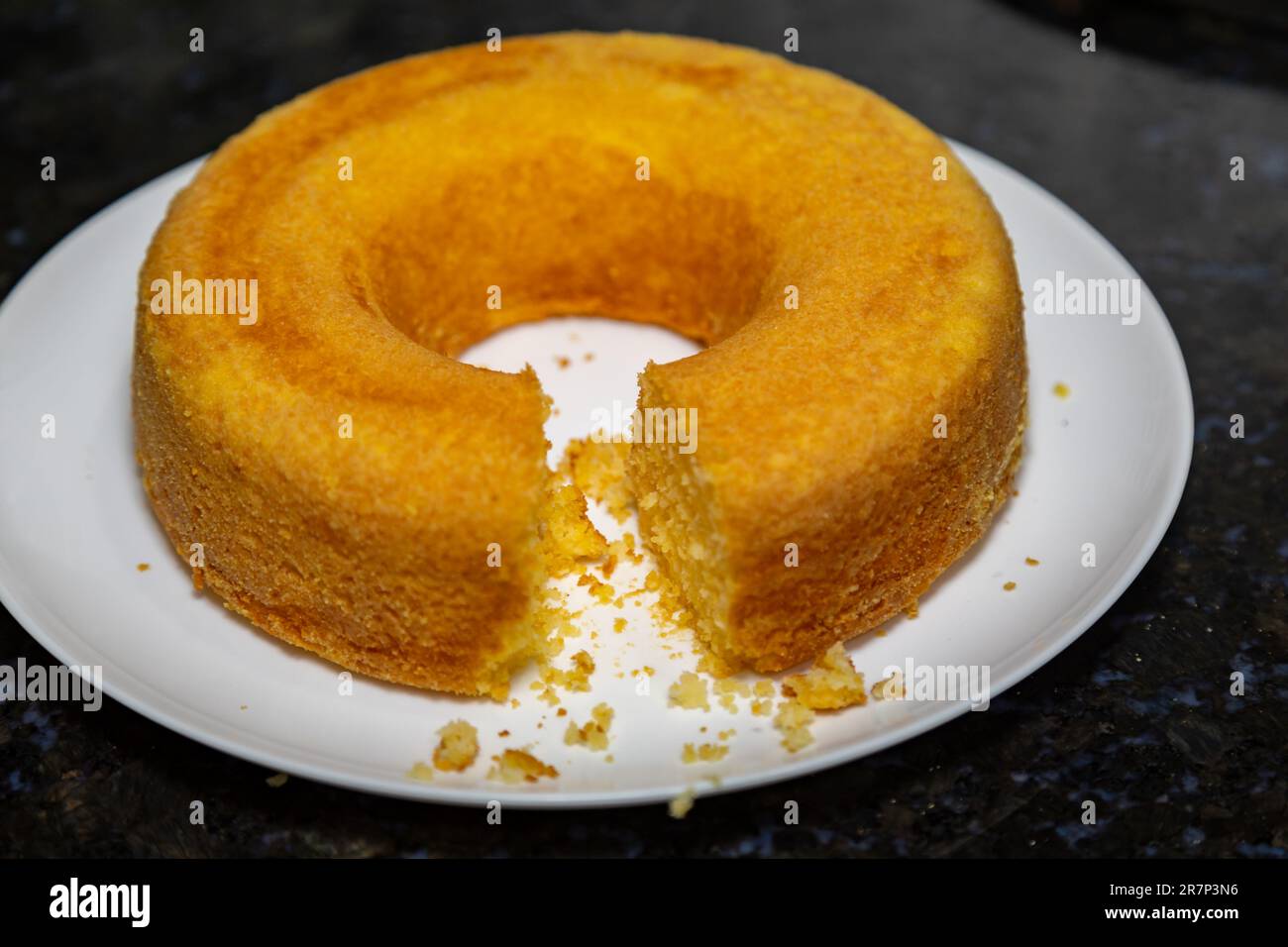 Traditional Brazilian cornmeal cake typical of the June festivities ...