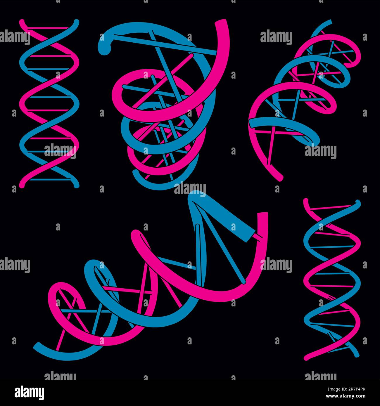Set of DNA Symbols on black background. Vector Illustration Stock ...